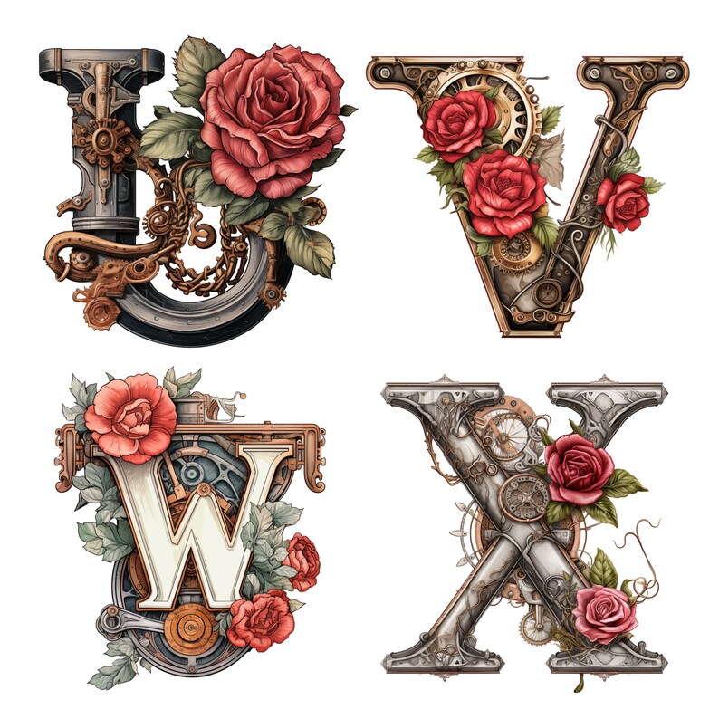 Steampunk Alphabet PNG Clipart, Initials, Digital Download, Letters ...