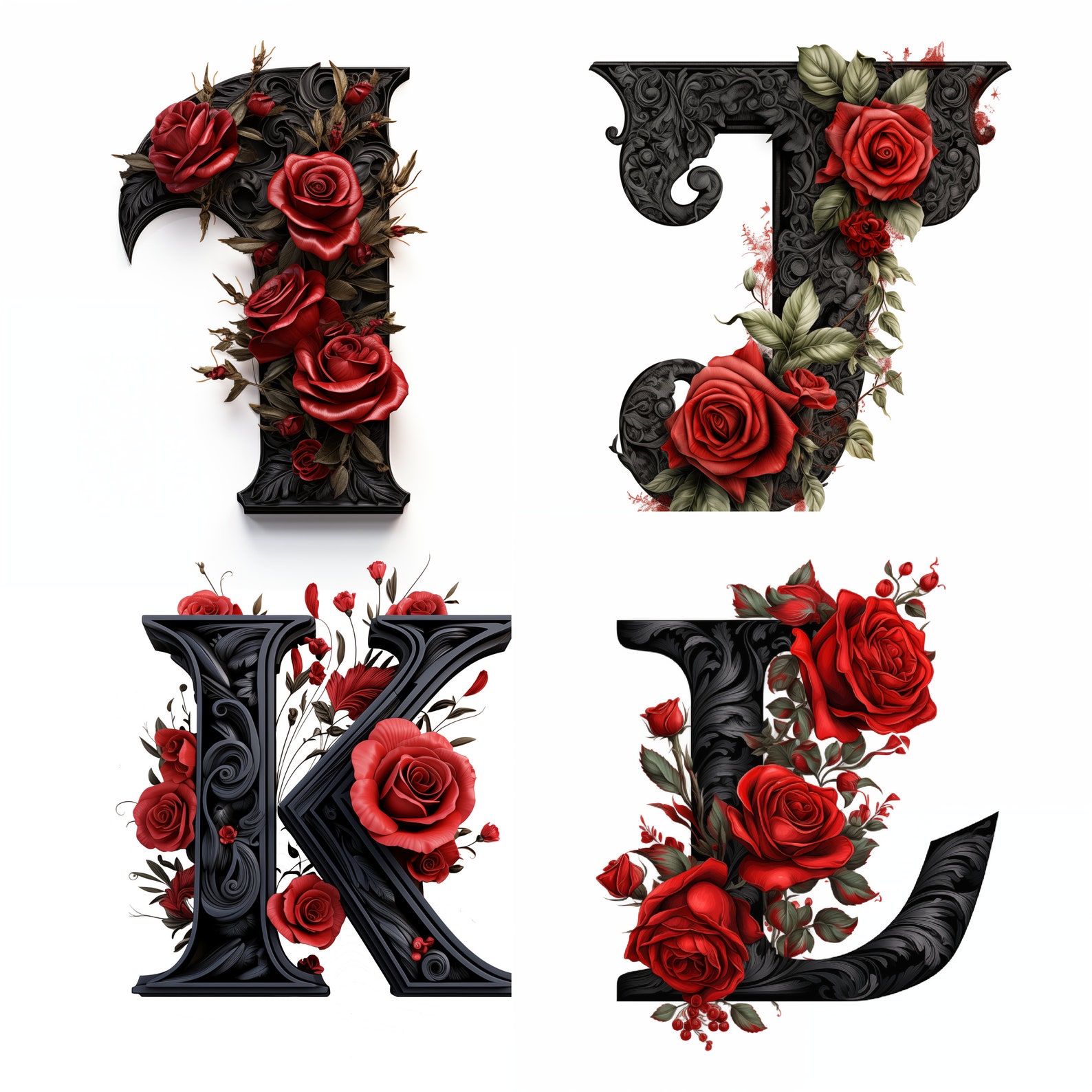 Red Rose Png Clipart, Red Rose Font Alphabet Rose Letters Png Doodle ...