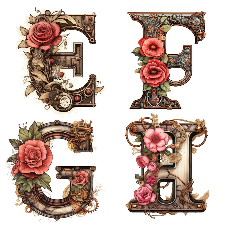 Steampunk Alphabet PNG Clipart, Initials, Digital Download, Letters ...