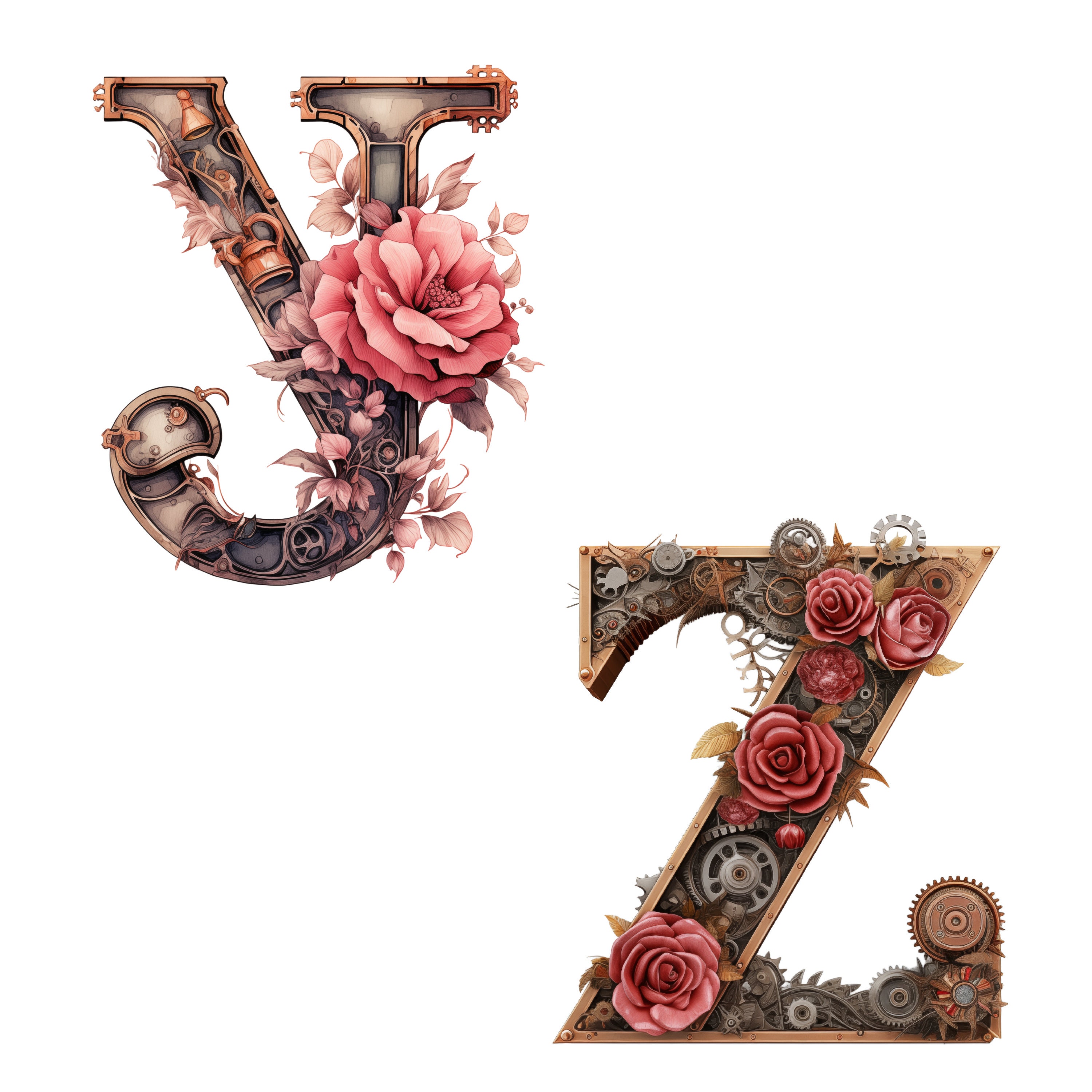 Steampunk Alphabet PNG Clipart, Initials, Digital Download, Letters ...