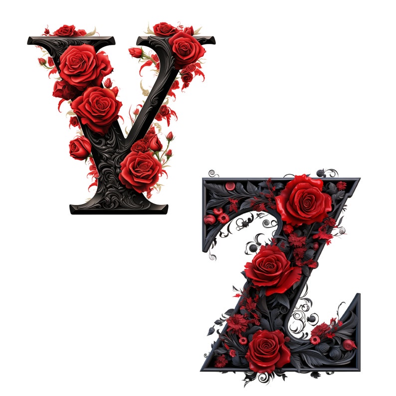 Red Rose Png Clipart, Red Rose Font Alphabet Rose Letters Png Doodle ...