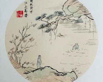 Traditional Hand-painted Chinese Painting | Village on the Mountains ...