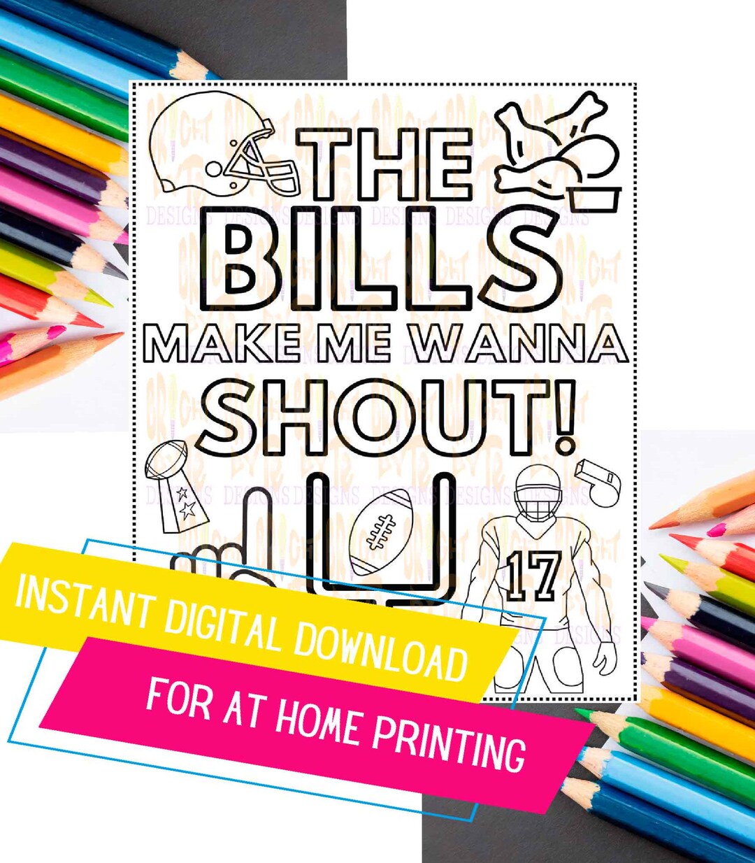 Buffalo Coloring Page | Kids Coloring Page | Football Coloring Page ...