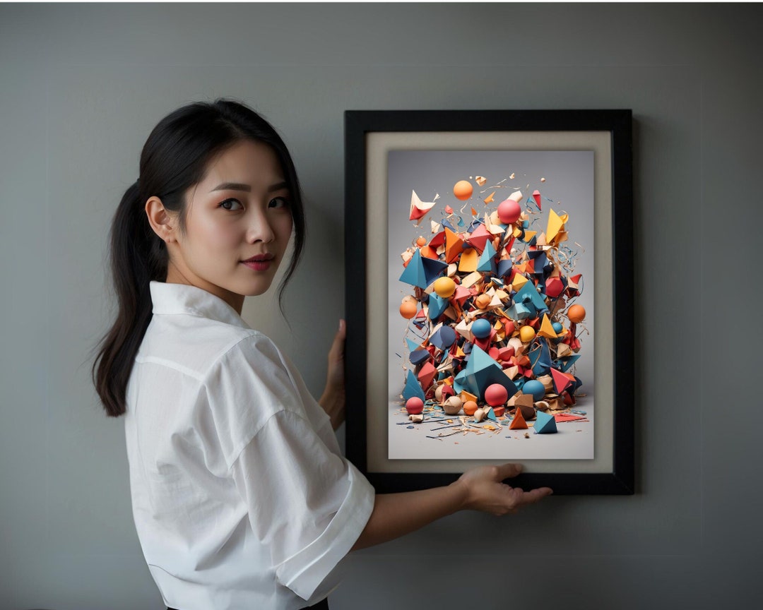 3D Geometric Wall Art, Printable Digital Artwork, Modern Decor, Wall ...