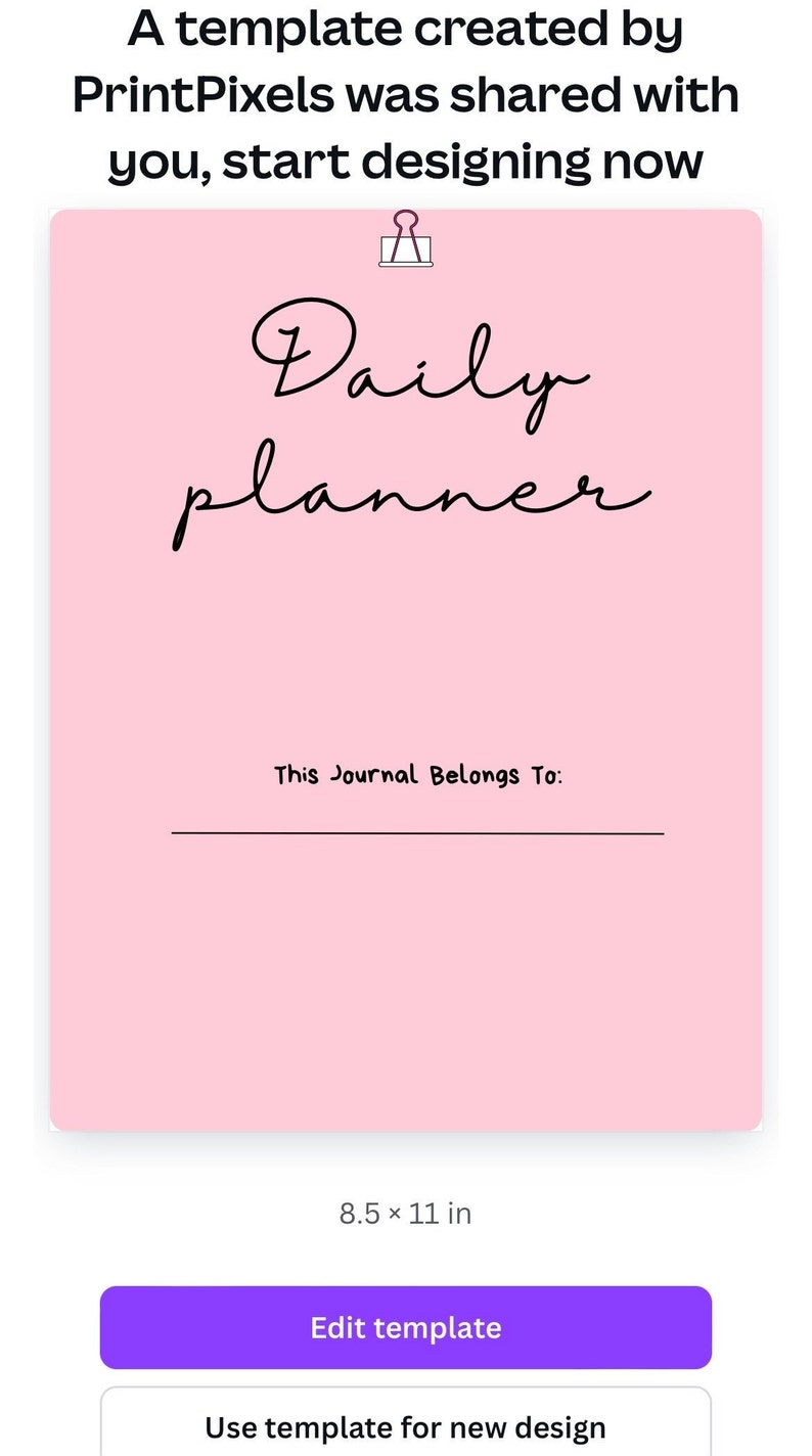 8.5x11 Editable Digital Daily Planner, Organization, for Routines ...