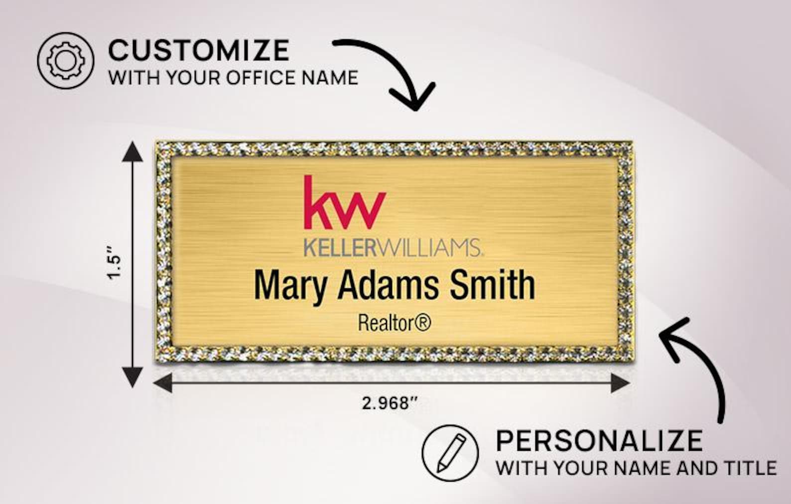 Custom Keller Williams Bling Name Badge, Realtor Accessories - Etsy