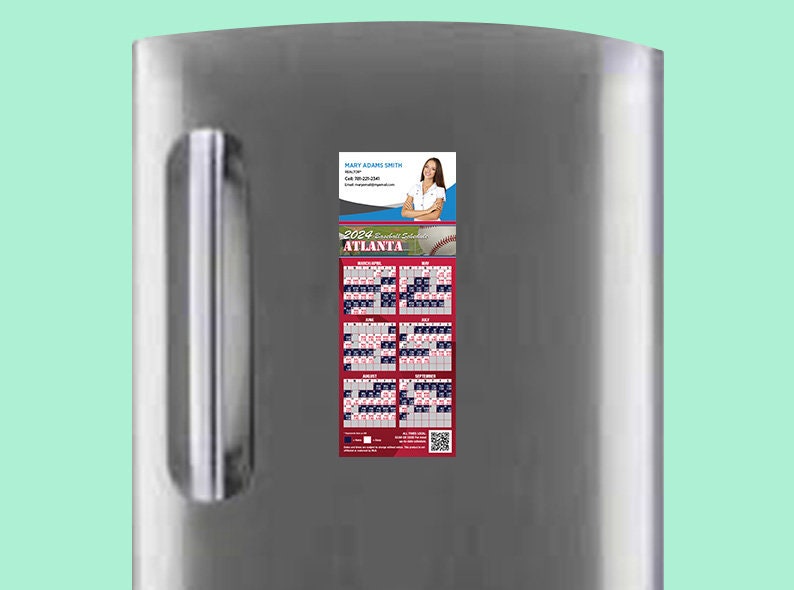Atlanta Baseball Schedule Magnet, Peel N Stick Business Card - Etsy