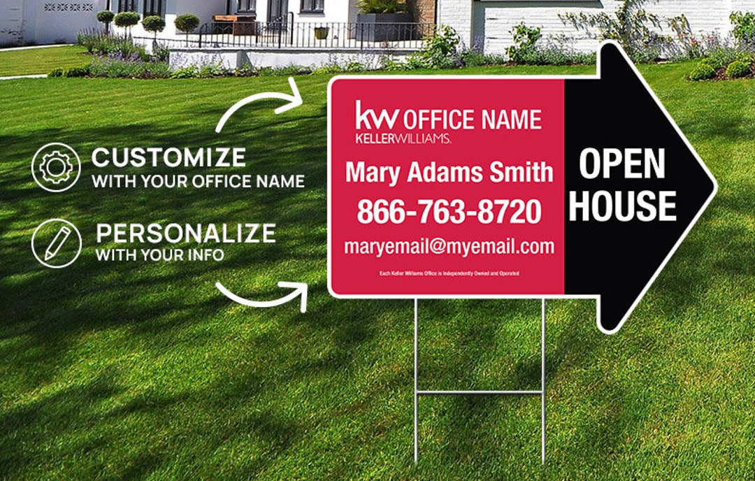 Keller Williams Arrow Sign, Customizable Real Estate Sign With Stakes ...