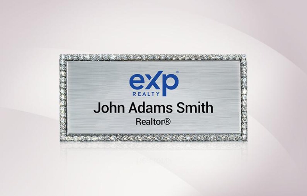 Customizable Exp Realty Bling Rectangle Name Badges, Professional ...