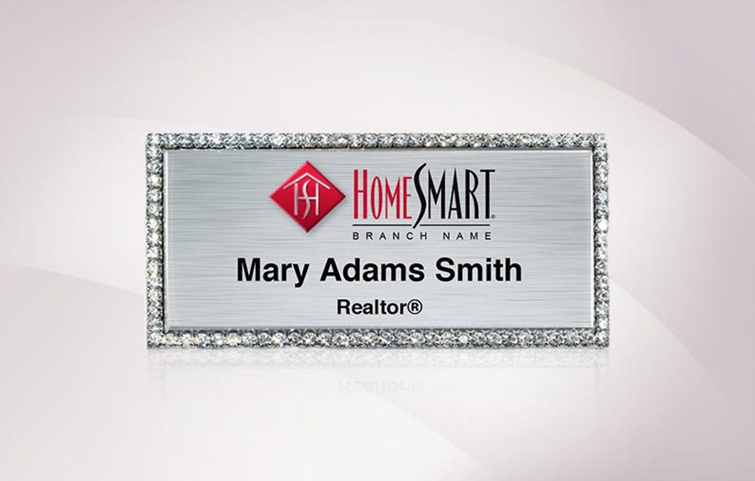 Customizable Homesmart Bling Rectangle Name Badges, Professional ...