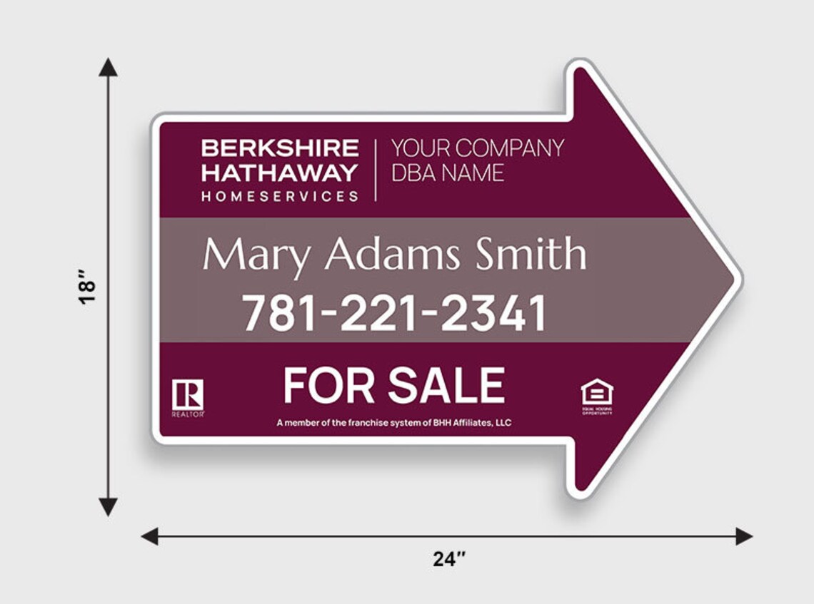 Berkshire Hathaway Arrow Sign, Personalized Real Estate Sign With ...