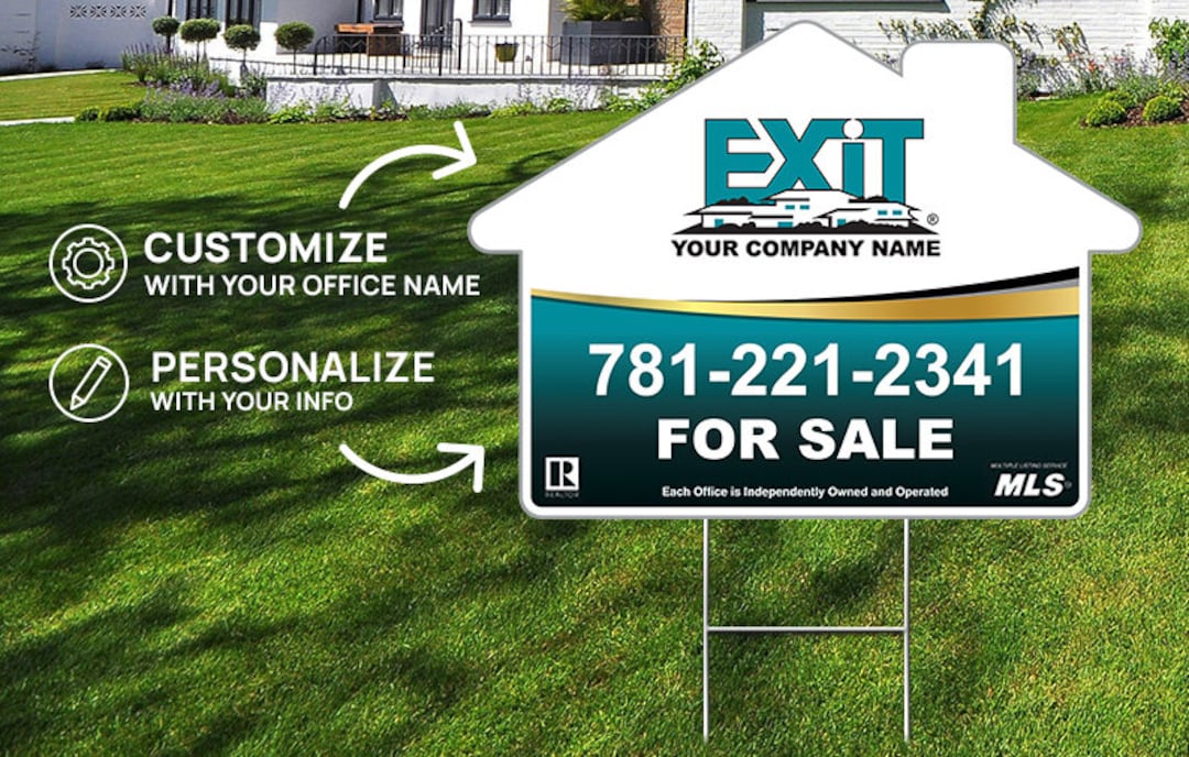Exit Realty House Shaped Sign, Personalized Real Estate Sign With ...
