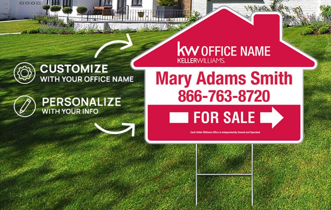 Keller Williams House Shaped Signs, Professional House Shaped Signs ...