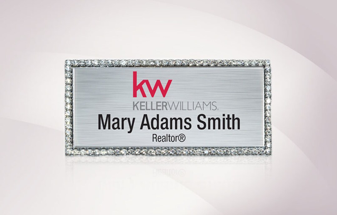 Customizable Keller Williams Bling Rectangle Name Badges, Professional ...