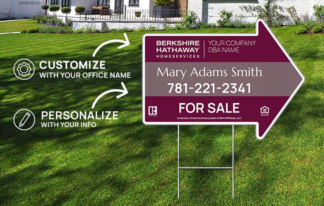 Berkshire Hathaway Arrow Sign, Personalized Real Estate Sign With ...