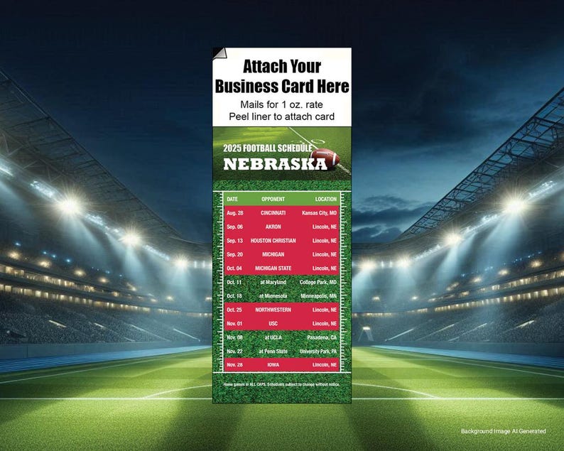 Nebraska Football Magnetic Schedule, Peel N Stick NFL Magnetic Schedule ...