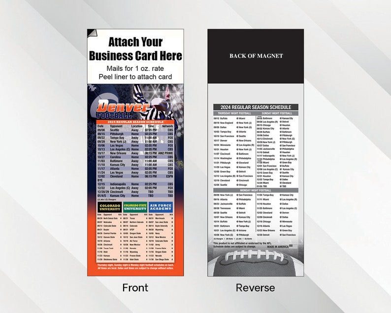 Denver Broncos Football Magnetic Schedule, Peel N Stick Football ...