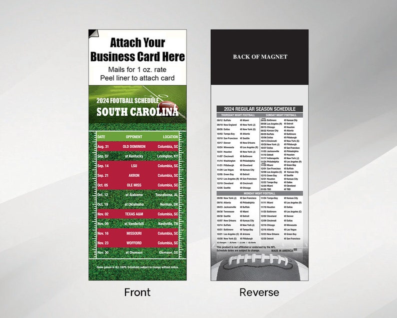 University of South Carolina Football Magnetic Schedule, Peel N Stick ...