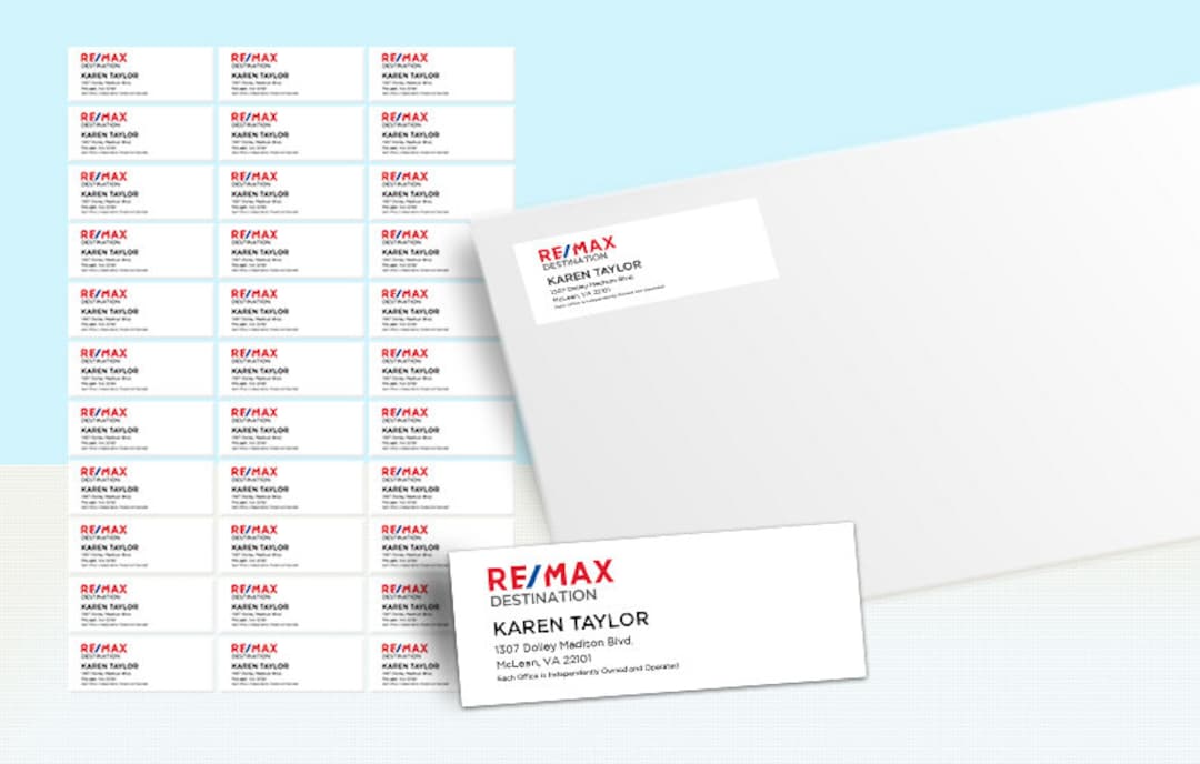 Customizable RE/MAX Return Address Labels, Professional Realtor Address ...