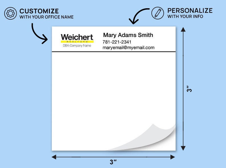 Customizable Weichert Sticky Notes, Professional Realtor Sticky Notes ...
