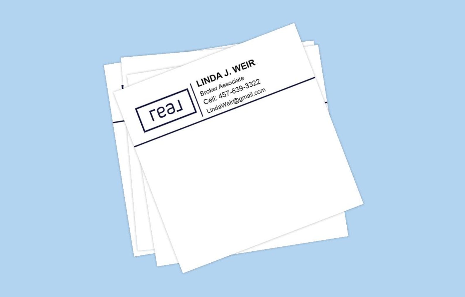 One Real Customizable Sticky Notes, Professional Realtor Sticky Notes ...