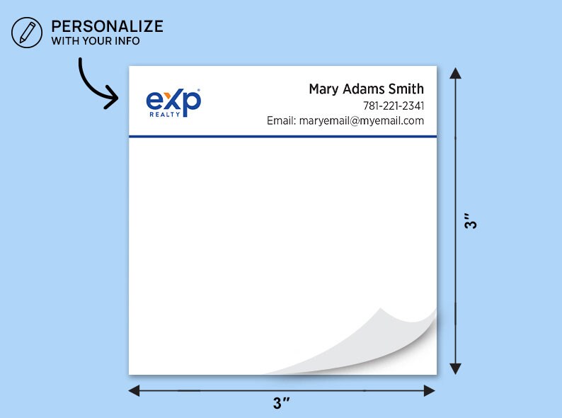Customizable Exp Realty Sticky Notes, Realtor Promotional - Etsy
