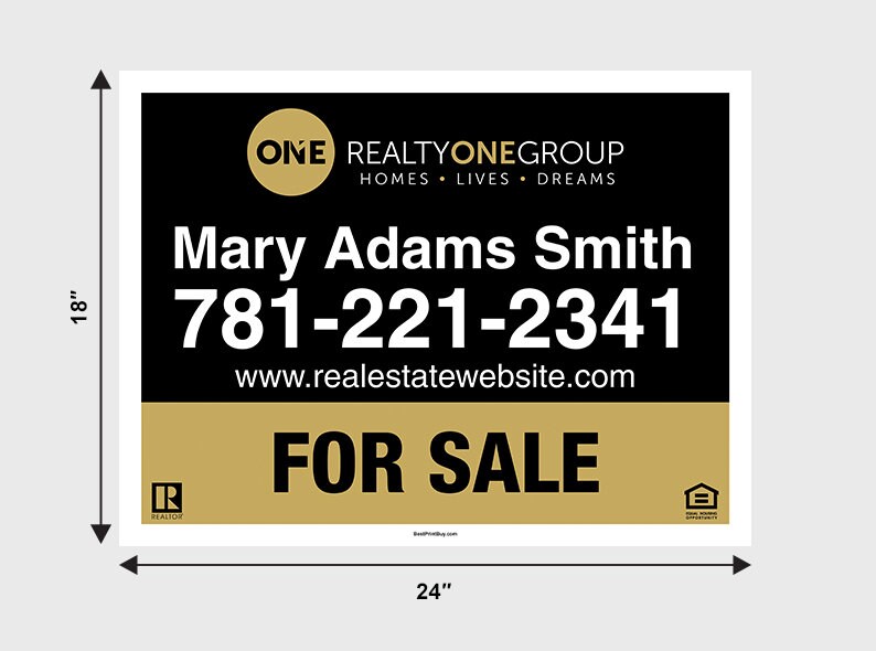 Realty One Group Corrugated Yard Signs, Professional Sign With Stakes ...