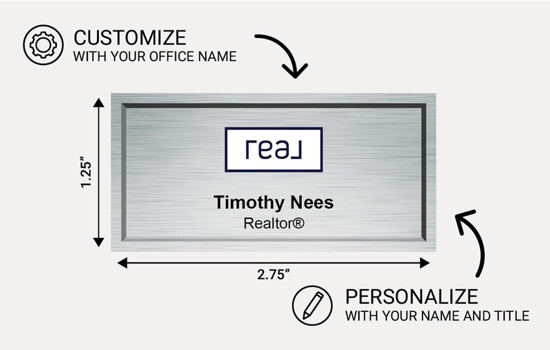 Customizable One Real Name Badges, Professional Realtor Name Tags ...