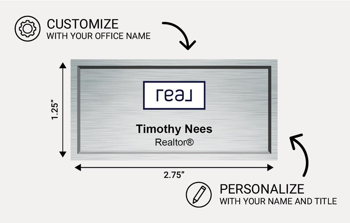 Customizable One Real Name Badges, Professional Realtor Name Tags ...
