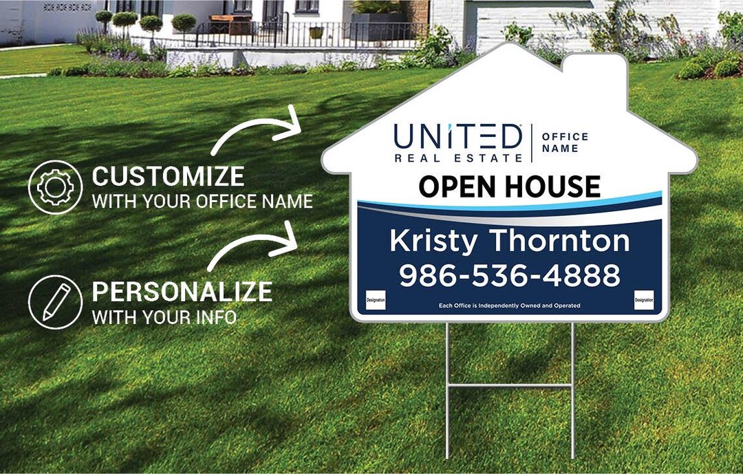 House Shaped Real Estate Sign, Personalized Corrugated Plastic, With ...