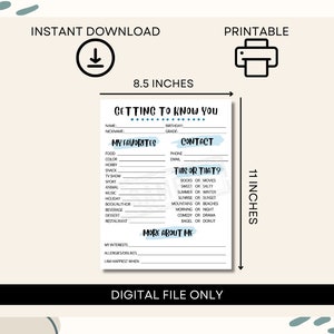 Get to Know You Survey, Get to Know You Printable, All About Me, New ...