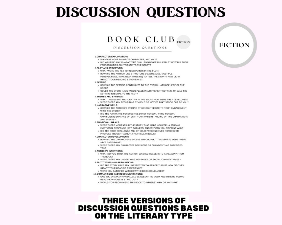 Book Club Bundle, Book Club Discussion Kit, Printable Book Club ...