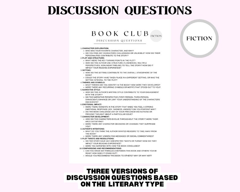 Book Club Bundle, Book Club Discussion Kit, Printable Book Club ...
