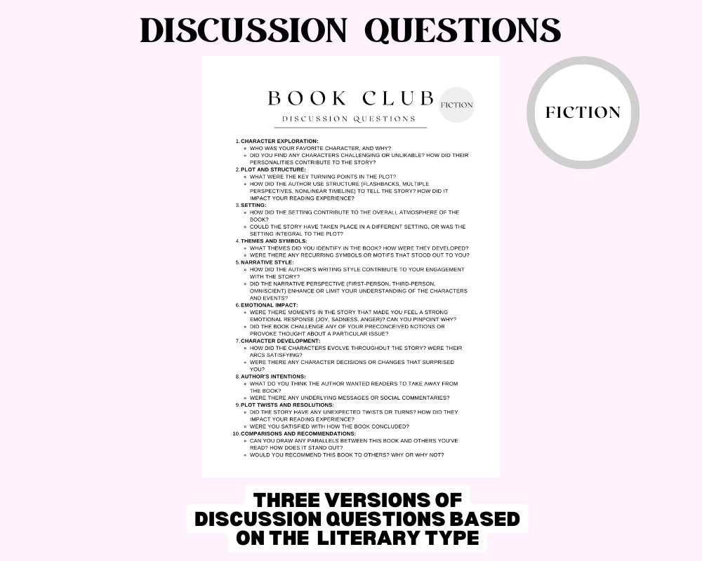 Book Club Bundle, Book Club Discussion Kit, Printable Book Club ...