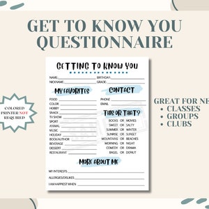 Get to Know You Survey, Get to Know You Printable, All About Me, New ...