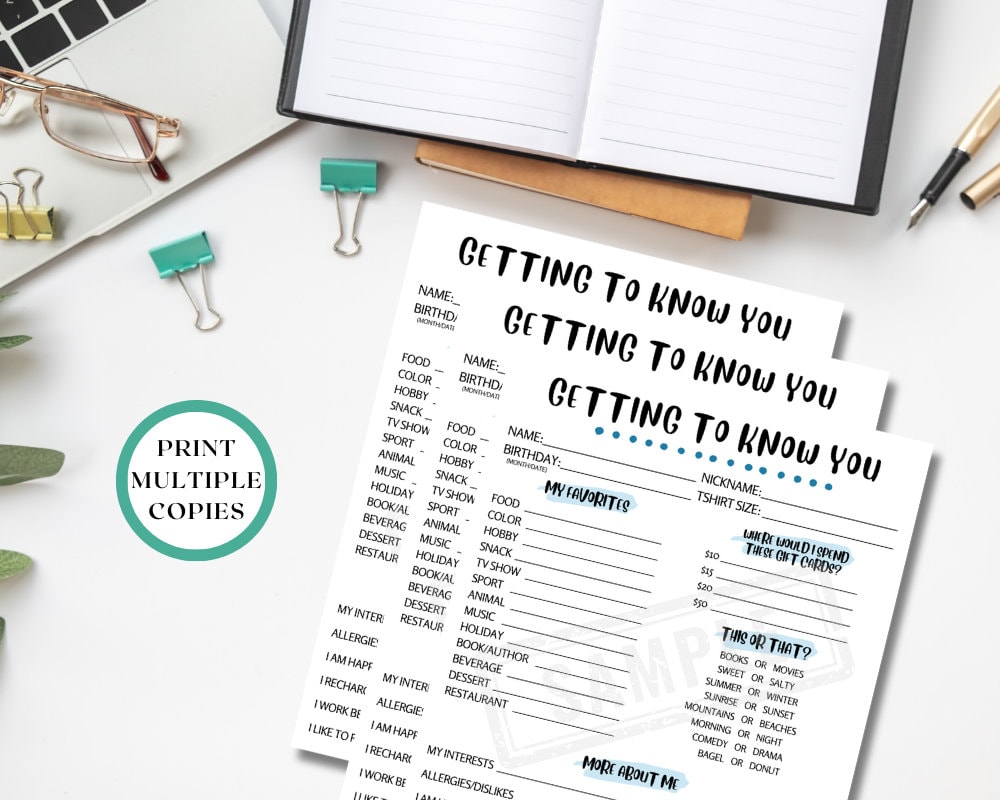 Employee Favorite Things Survey, Coworker Questions Printable, All ...