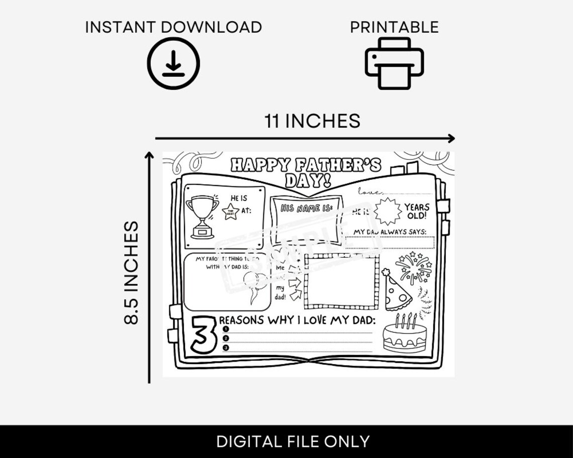 Happy Fathers Day Coloring Page, All About Dad, Happy Fathers Day Card ...