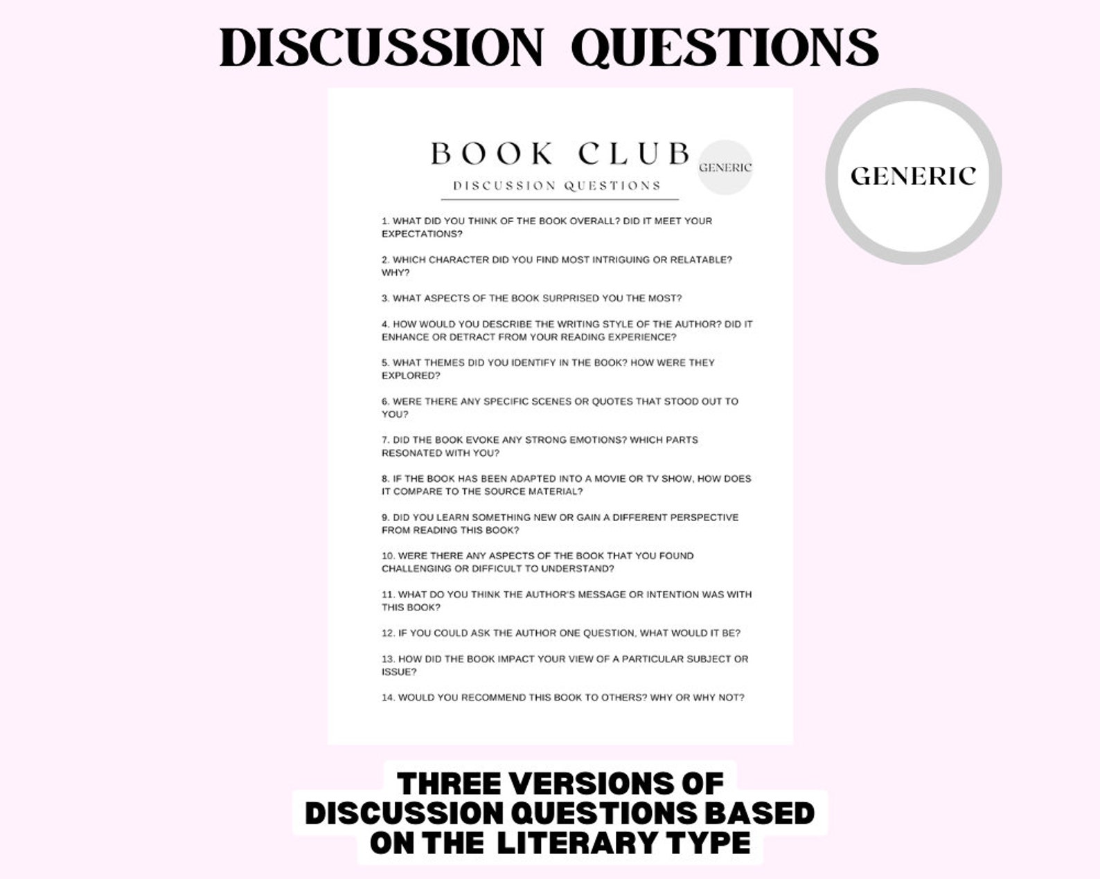 Book Club Bundle, Book Club Discussion Kit, Printable Book Club ...