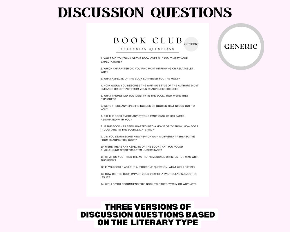 Book Club Bundle, Book Club Discussion Kit, Printable Book Club ...