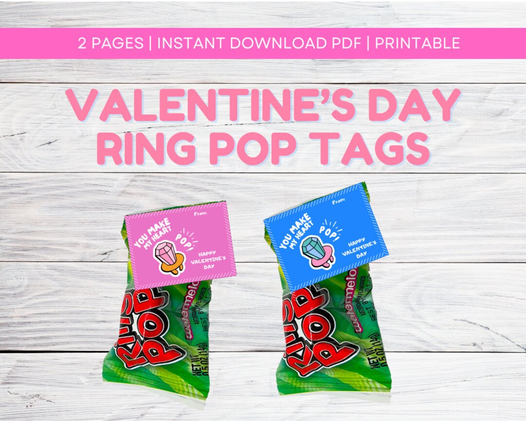 Printable Valentine Card, Ring Pop Valentine Card, Printable Classroom ...