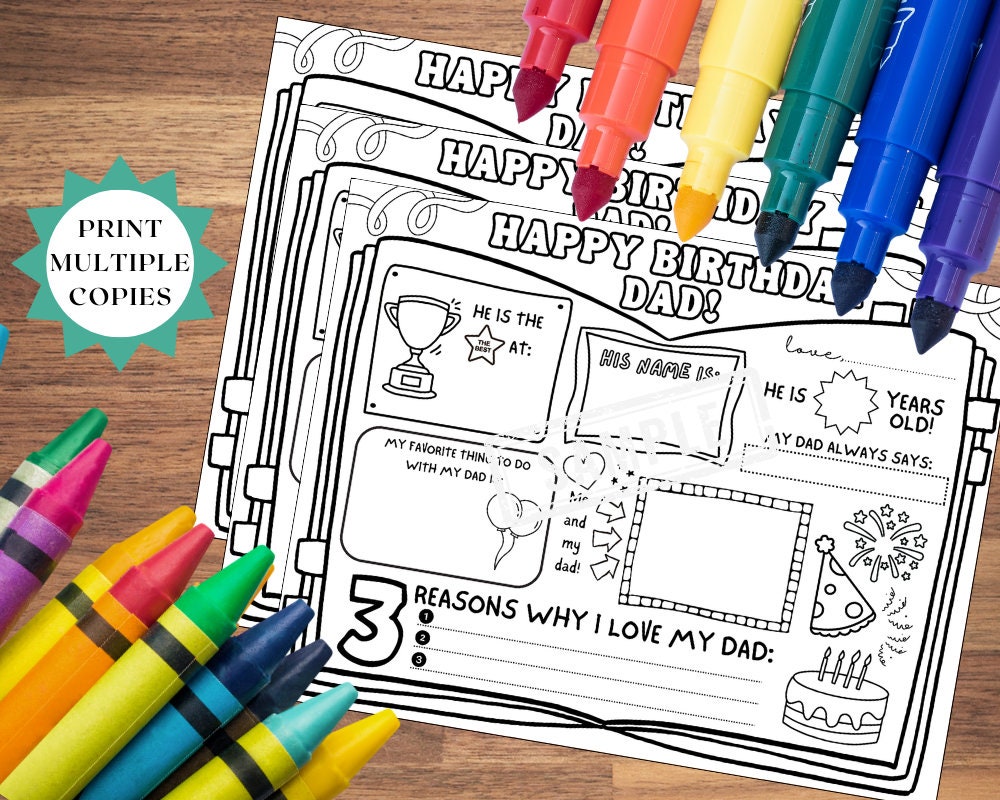 Happy Birthday Dad Coloring Page, All About Dad, Happy Birthday Dad ...