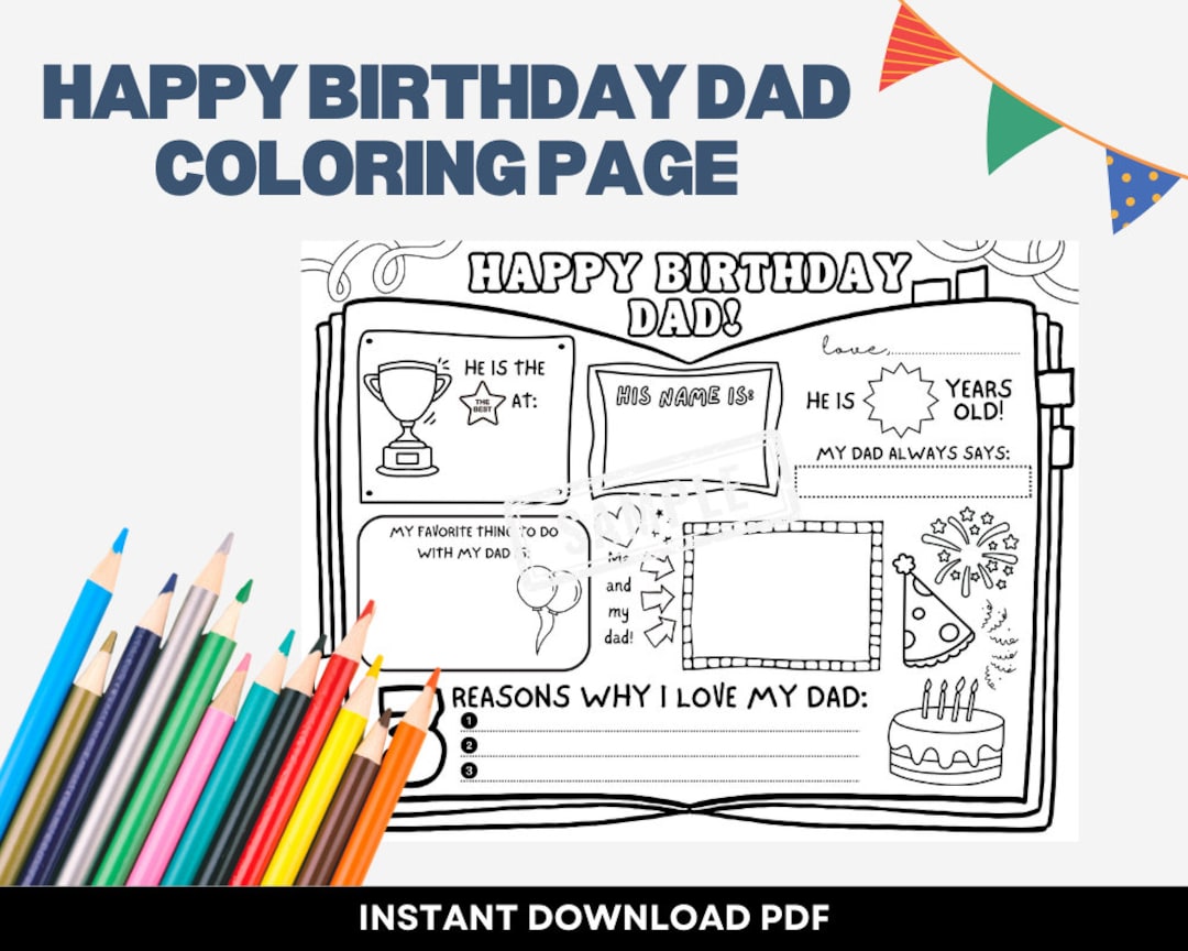 Happy Birthday Dad Coloring Page, All About Dad, Happy Birthday Dad ...