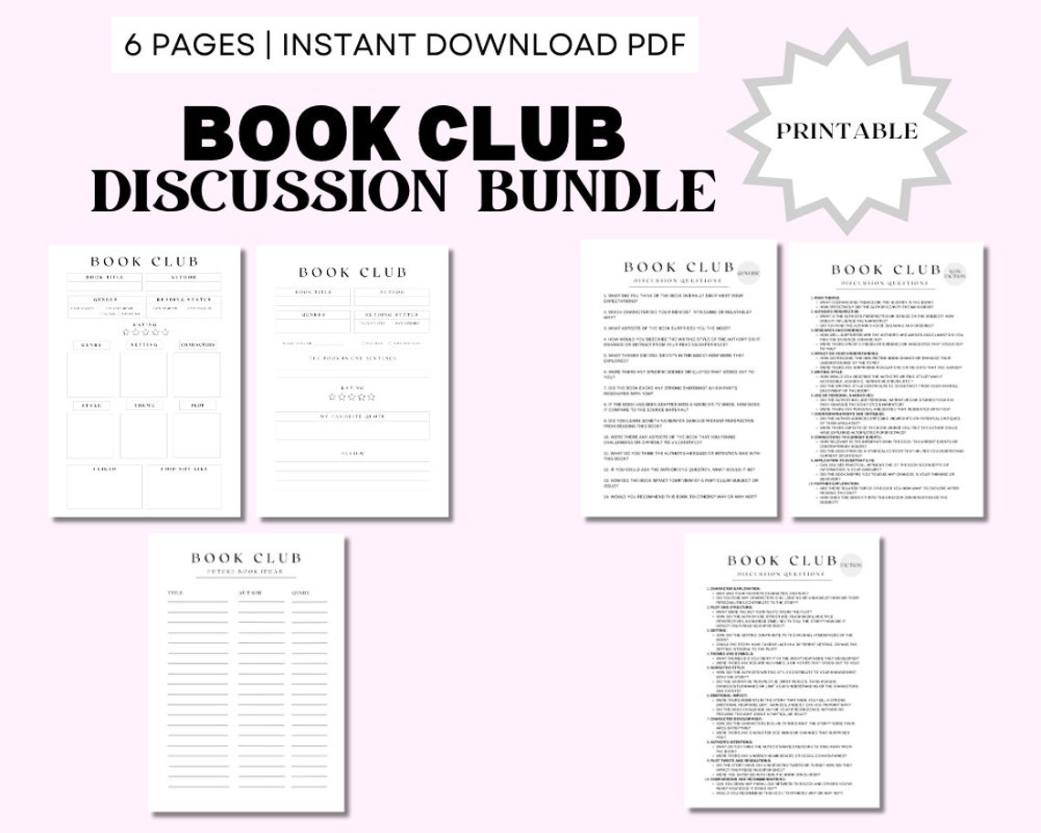 Book Club Bundle, Book Club Discussion Kit, Printable Book Club ...