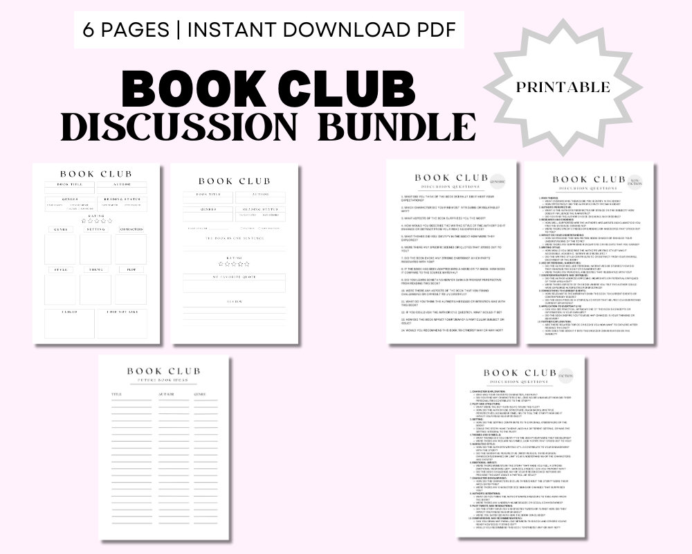 Book Club Bundle, Book Club Discussion Kit, Printable Book Club ...