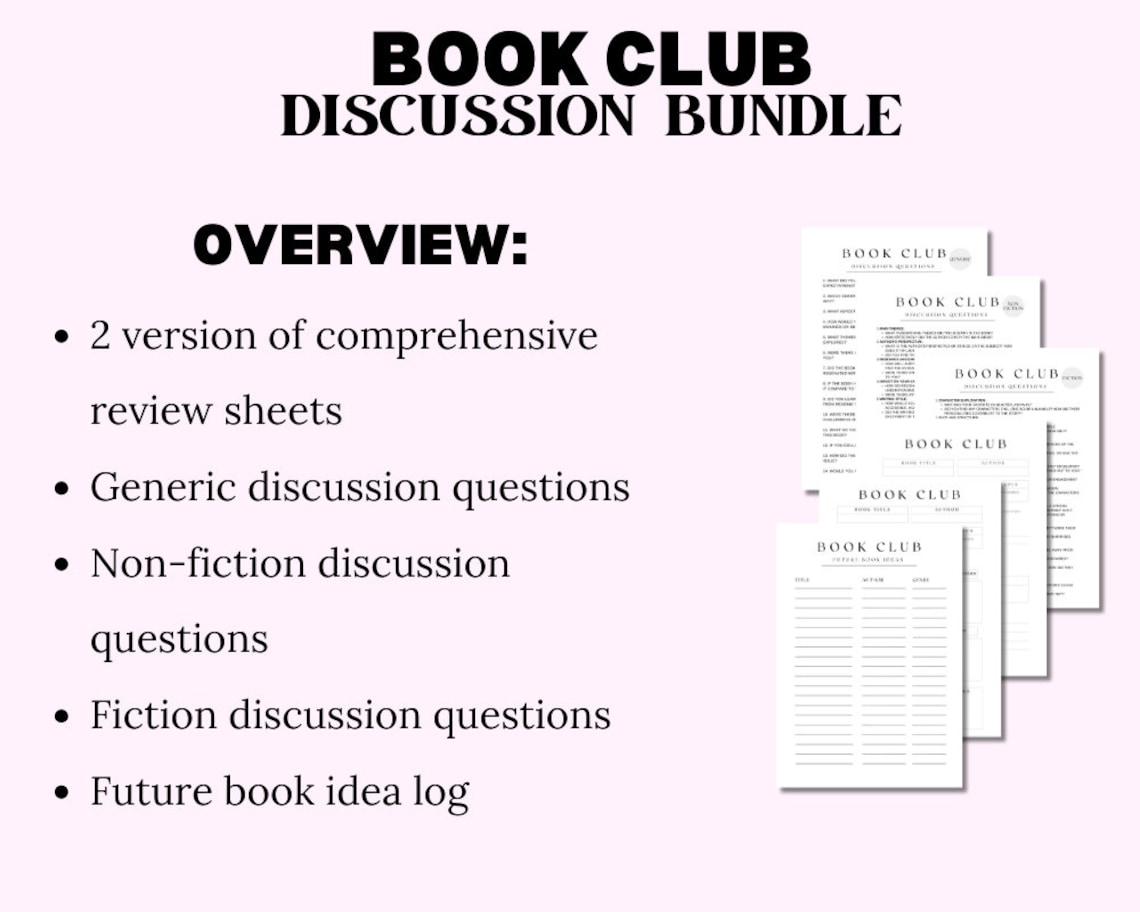 Book Club Bundle, Book Club Discussion Kit, Printable Book Club ...
