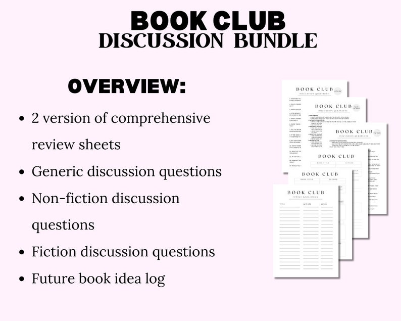 Book Club Bundle, Book Club Discussion Kit, Printable Book Club ...