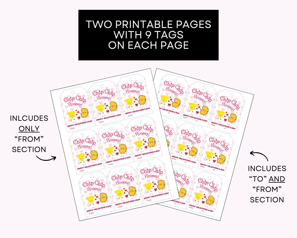SUPER EASY Printable Valentine Card, Chips Valentine, Classroom ...