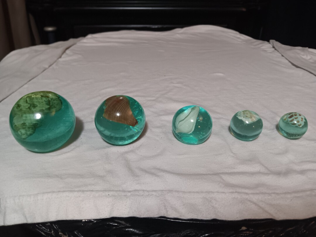 Seashell in Resin Spheres Set of 5 Pieces for Table or Wall Art - Etsy