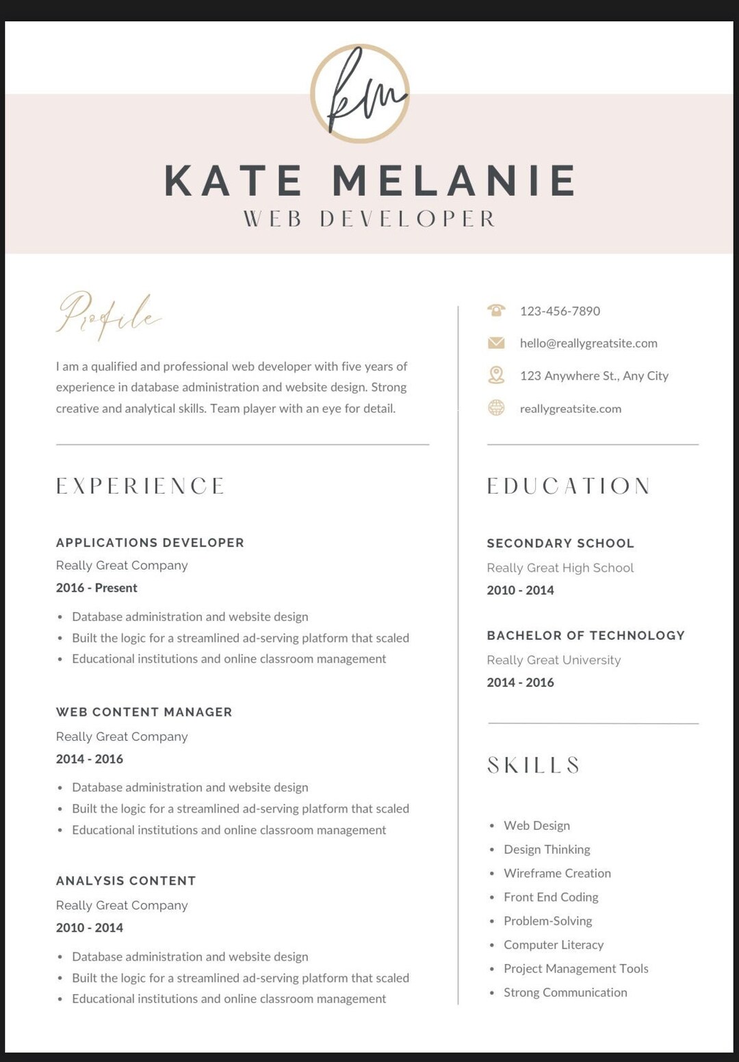 Digital Cv Template - Etsy