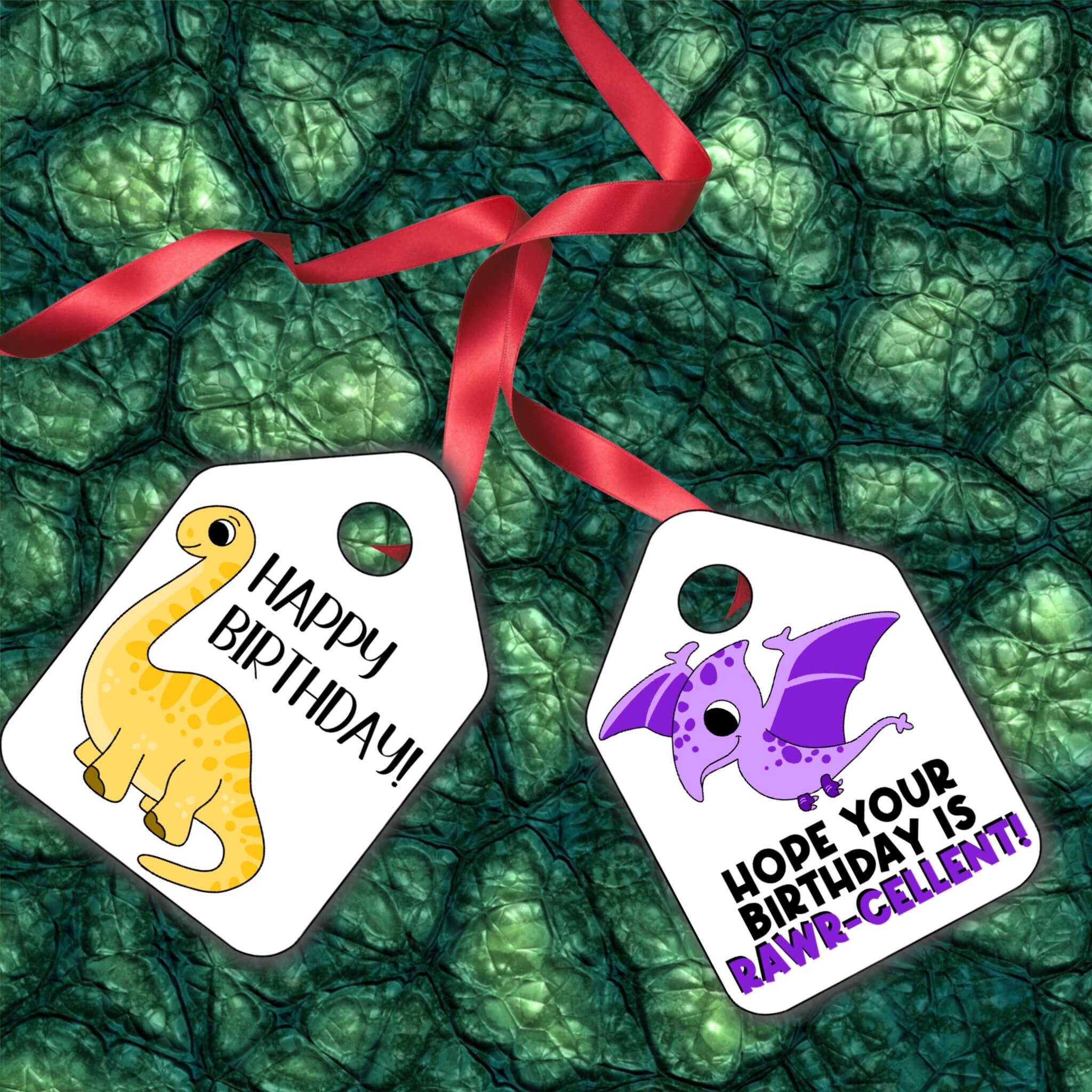 Birthday Dinosaur Gift Tags - Etsy